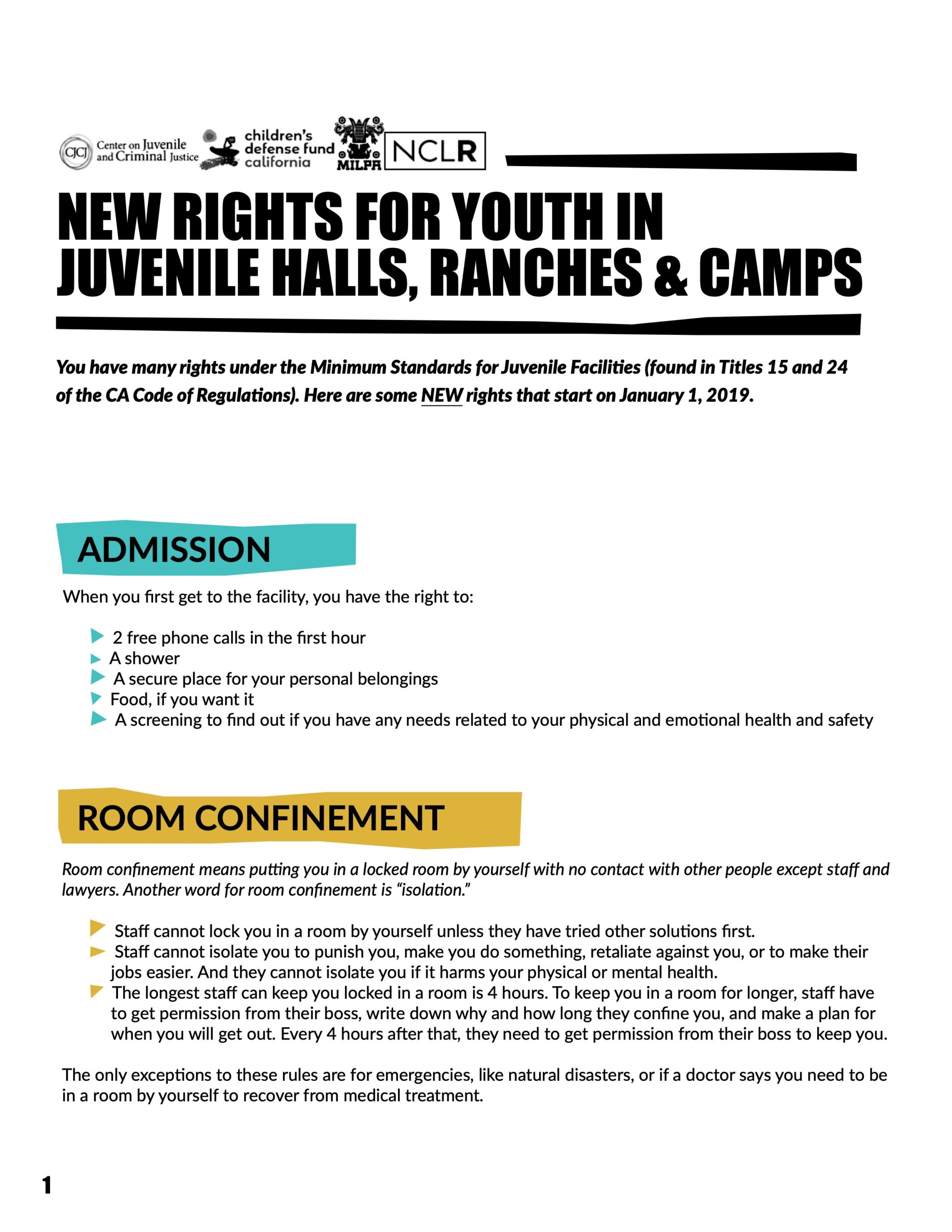 New Rights for Youth in Juvenile Halls, Camps & Ranches - Children's ...
