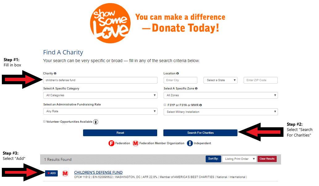 Combined Federal Campaign - Children's Defense Fund
